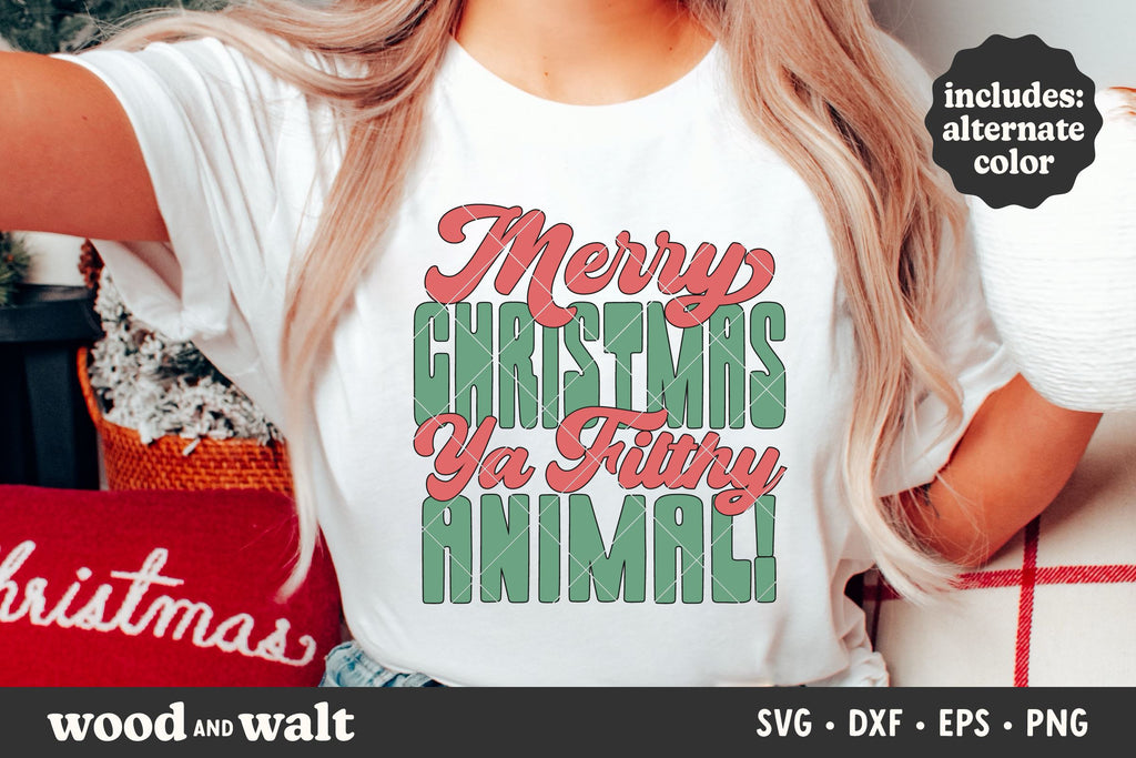 Merry Christmas Ya Filthy Animal SVG | Pink Christmas SVG - So Fontsy
