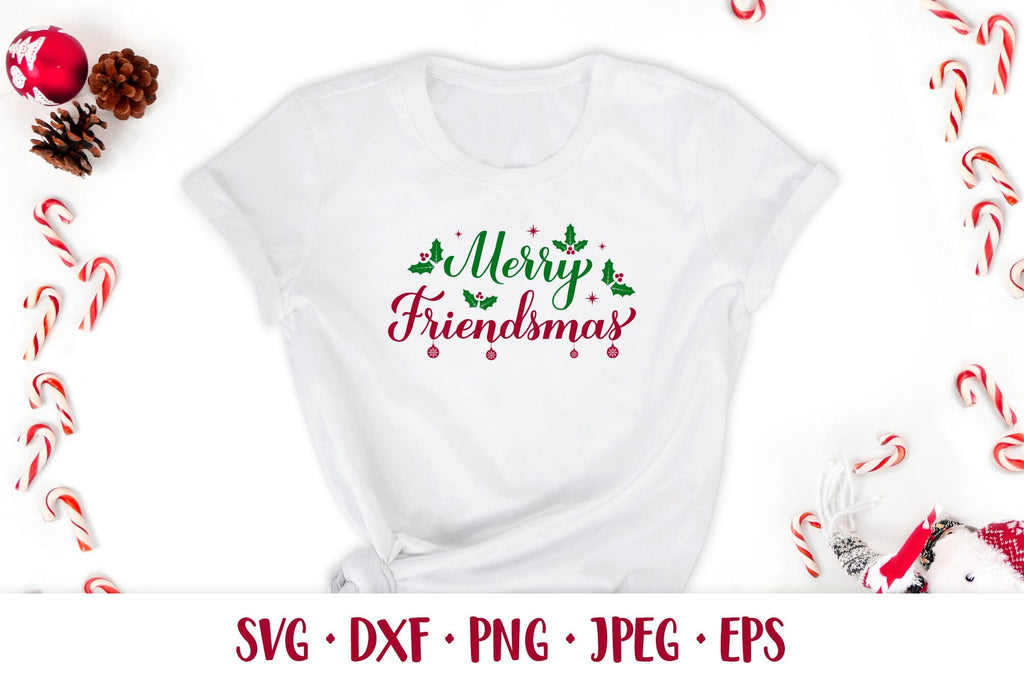 Merry Friendsmas SVG. Funny Christmas quote shirt design - So Fontsy