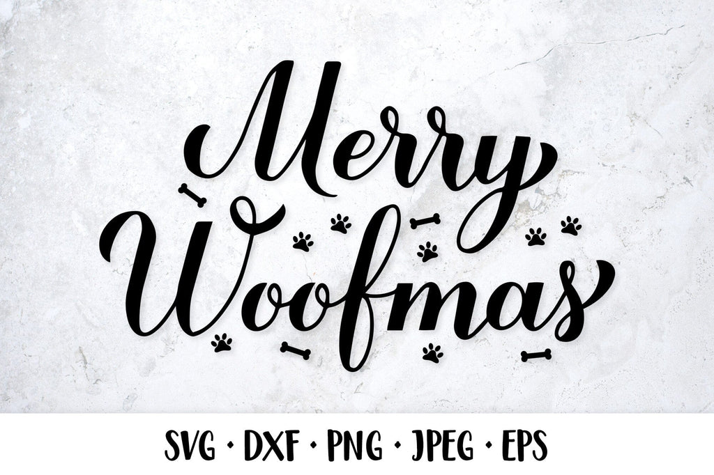 Merry Woofmas SVG. Funny Christmas quote. Dog Christmas - So Fontsy