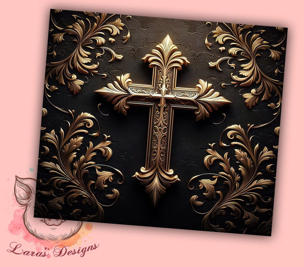 Metal Christian Cross 20 oz Skinny Tumbler Sublimation Design, Straight ...