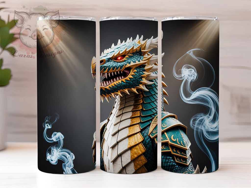 Metallic Blue Dragon Fantasy Tumbler Wrap, Fantasy Creature Cup, Dragon ...