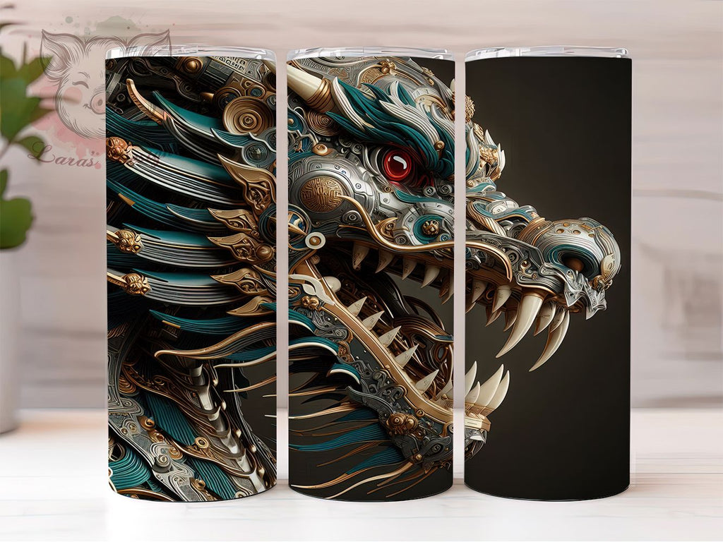 Metallic Blue Dragon Fantasy Tumbler Wrap, Fantasy Creature Cup, Dragon ...
