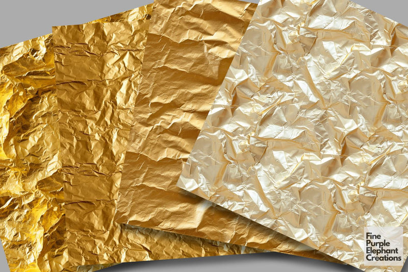 Metallic Foil Textures Digital Paper | Wrinkled Gold Silver Metal ...