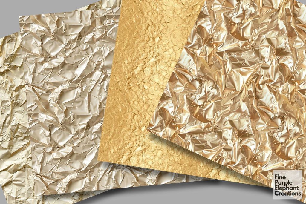 Metallic Foil Textures Digital Paper | Wrinkled Gold Silver Metal ...