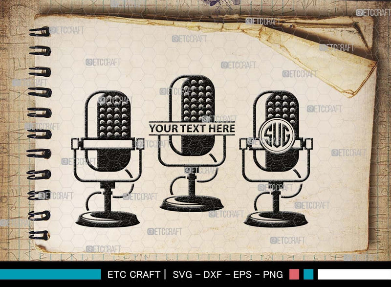 Microphone Monogram, Microphone Silhouette, Microphone SVG, Audio Sound ...