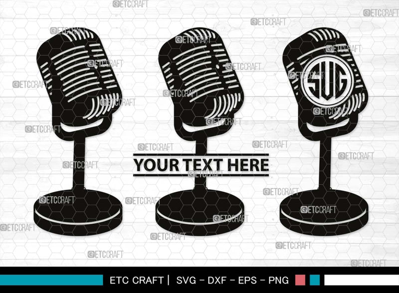 Microphone Monogram, Microphone Silhouette, Microphone SVG, Audio Sound ...