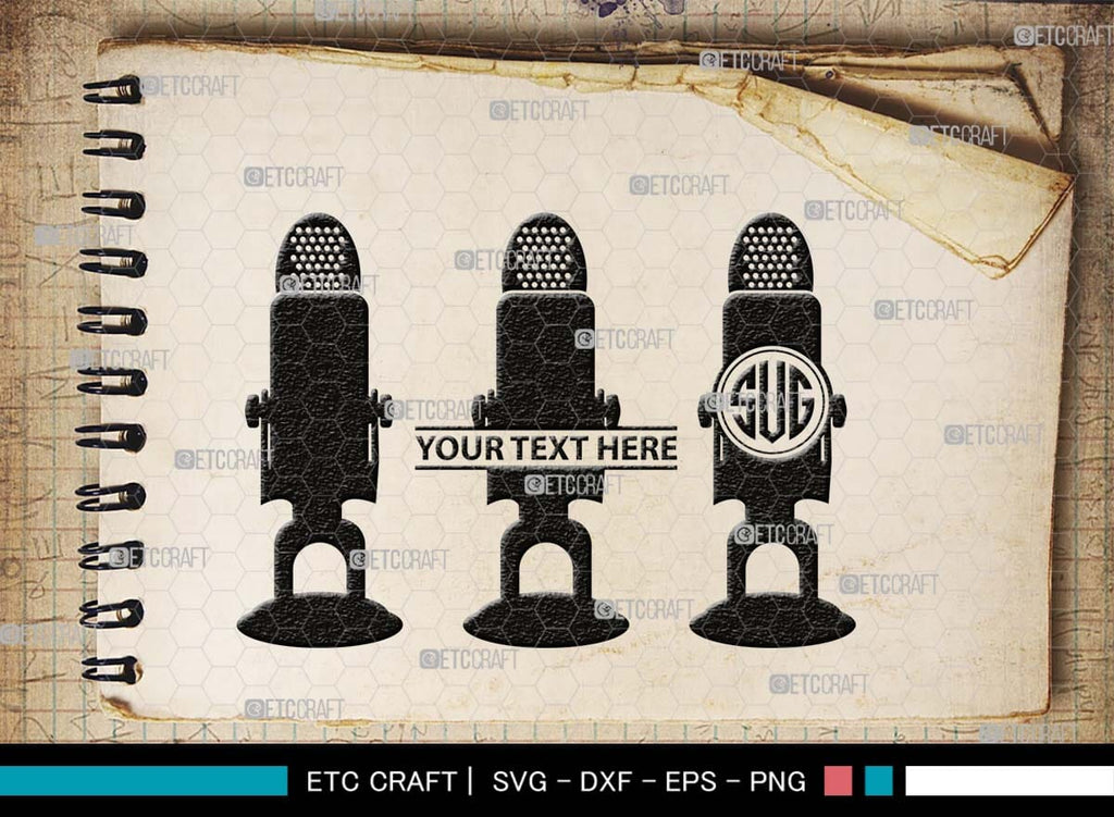 Microphone Monogram, Microphone Silhouette, Microphone SVG, Audio Sound ...