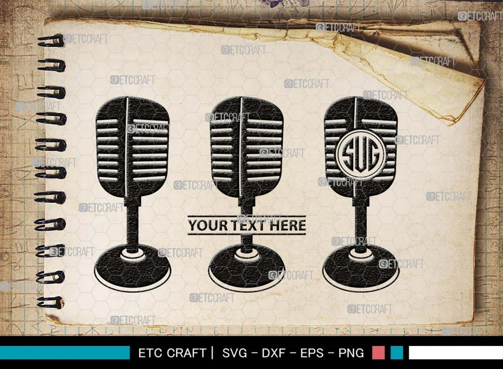Microphone Monogram, Microphone Silhouette, Microphone SVG, Audio Sound ...