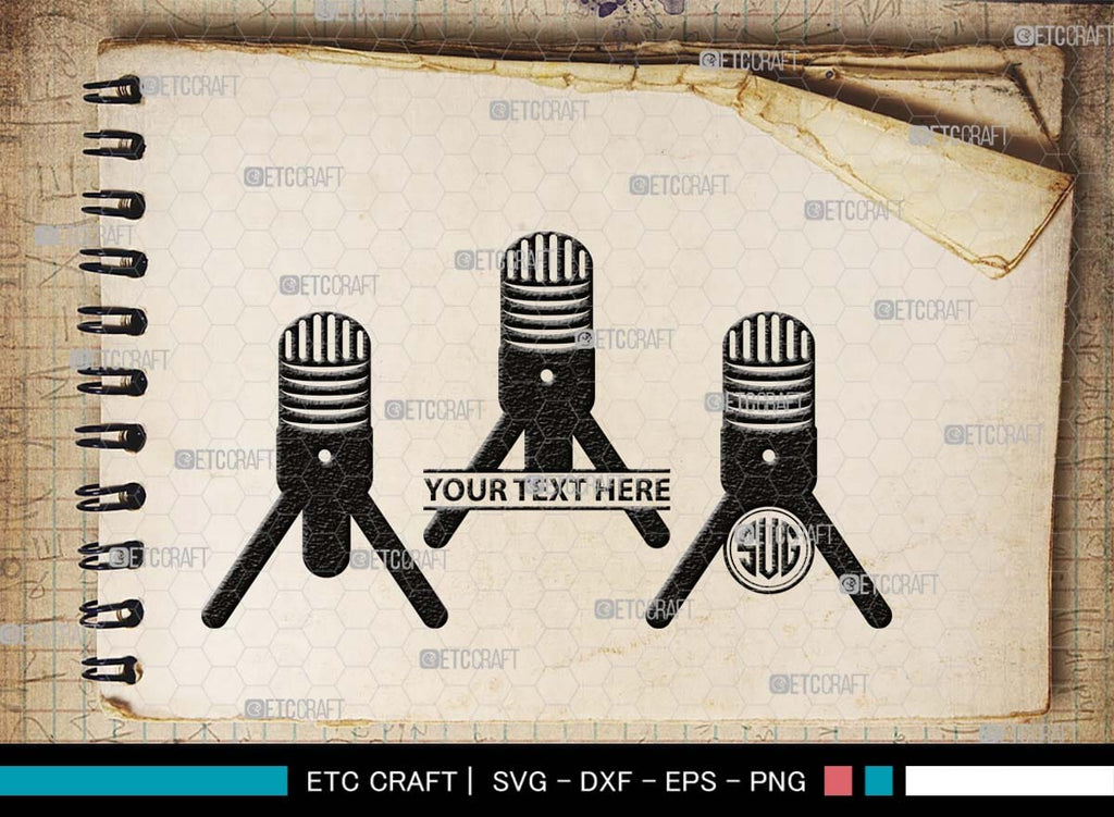 Microphone Monogram, Microphone Silhouette, Microphone SVG, Audio Sound ...