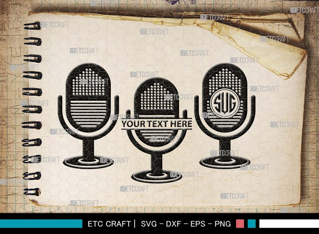 Microphone Monogram, Microphone Silhouette, Microphone SVG, Audio Sound ...