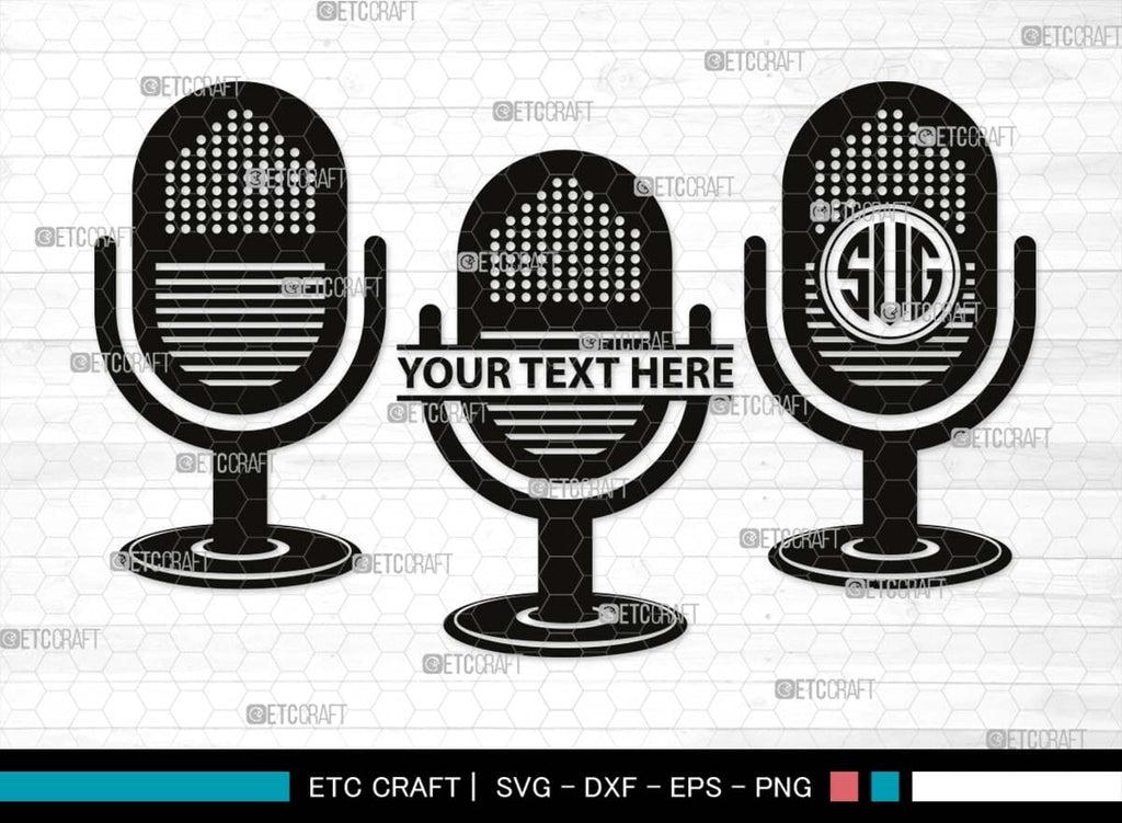 Microphone Monogram, Microphone Silhouette, Microphone SVG, Audio Sound ...