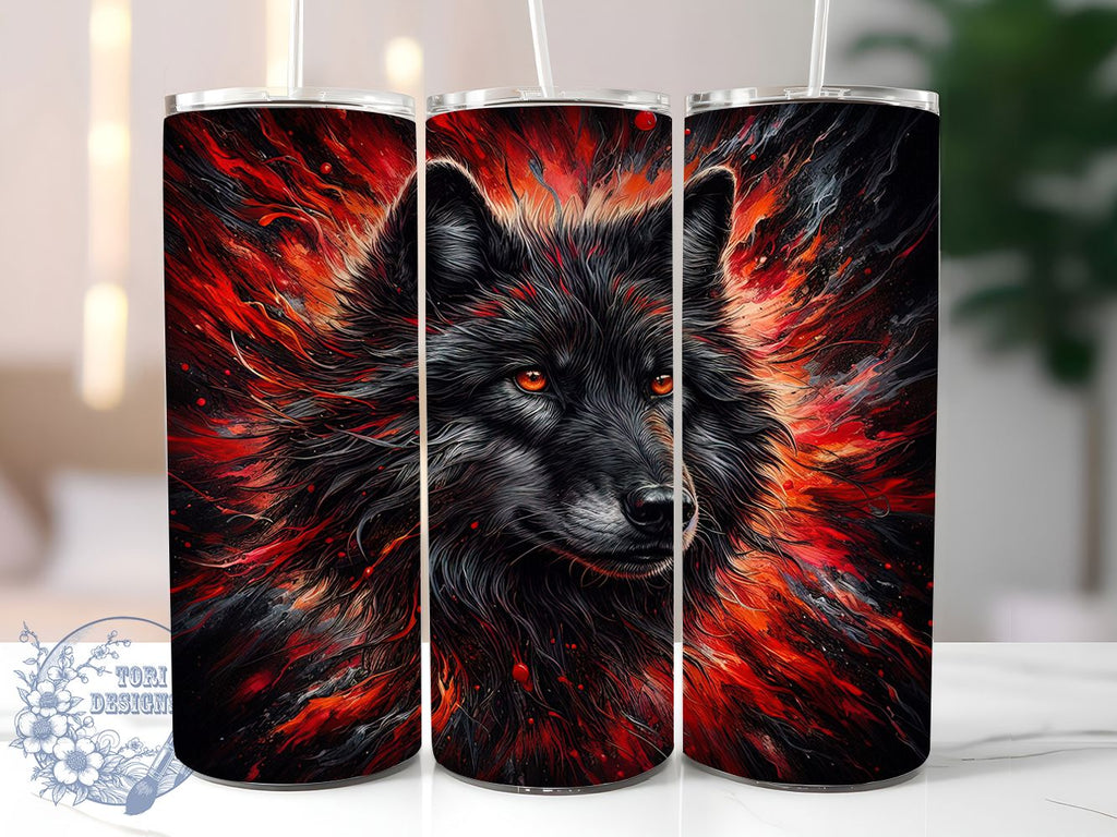 Midnight Dark Wolf Howl Tumbler, Midnight Howl Wrap, 20oz Tumbler ...