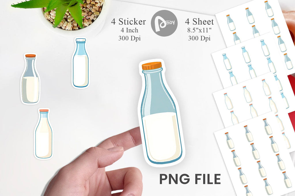 Milk Bottle Sticker - So Fontsy