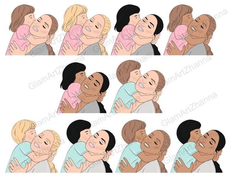 Mom And Baby Illustration PNG | Mothers Day Clipart Bundle - So Fontsy