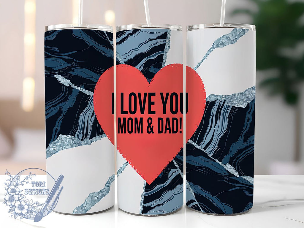 Mom and Dad Family Tumbler Wrap, Parent Gift Tumbler, I Love You Mom ...