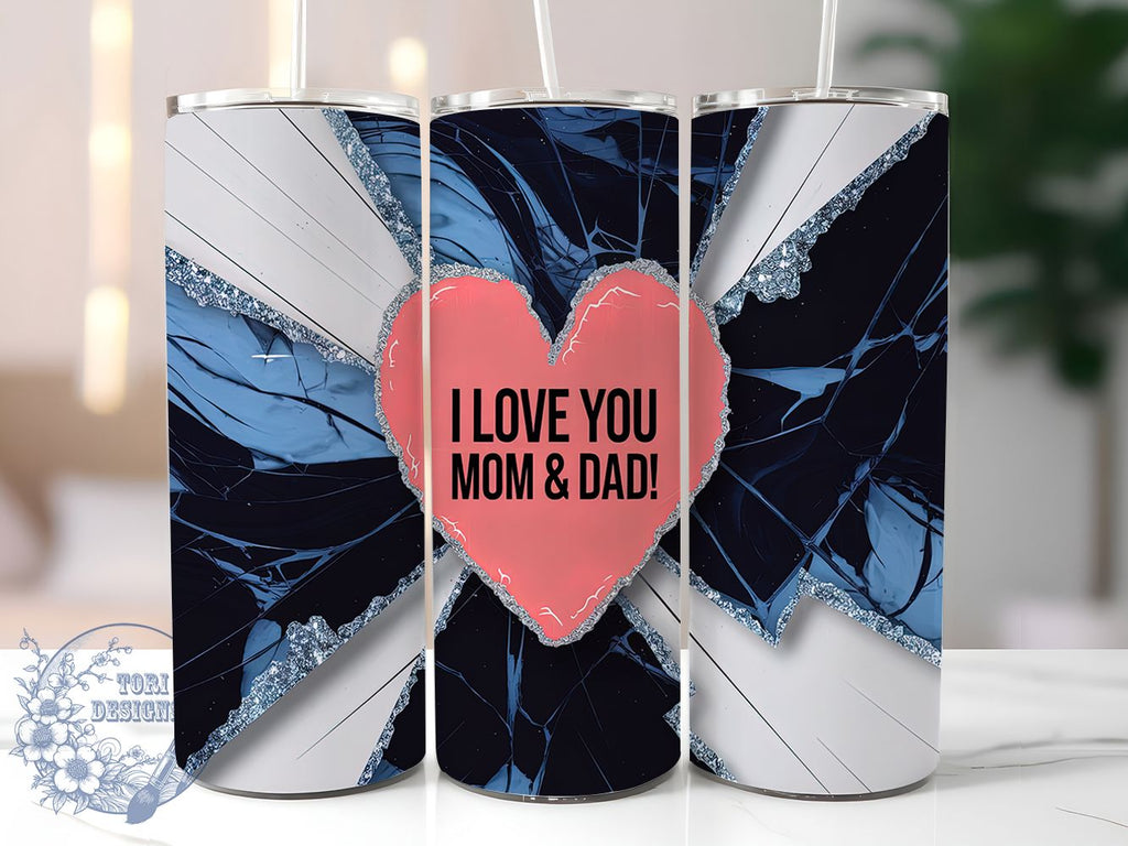 Mom and Dad Family Tumbler Wrap, Parent Gift Tumbler, I Love You Mom ...