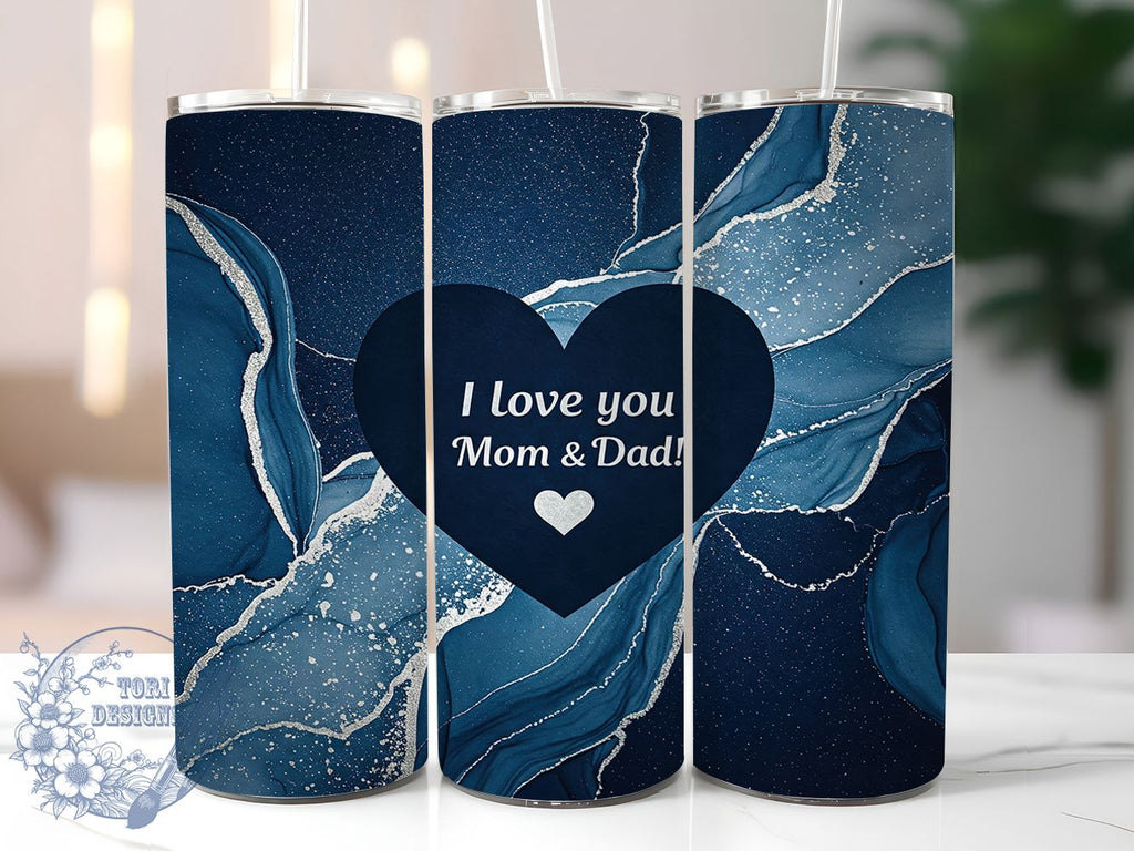 Mom and Dad Family Tumbler Wrap, Parent Gift Tumbler, I Love You Mom ...