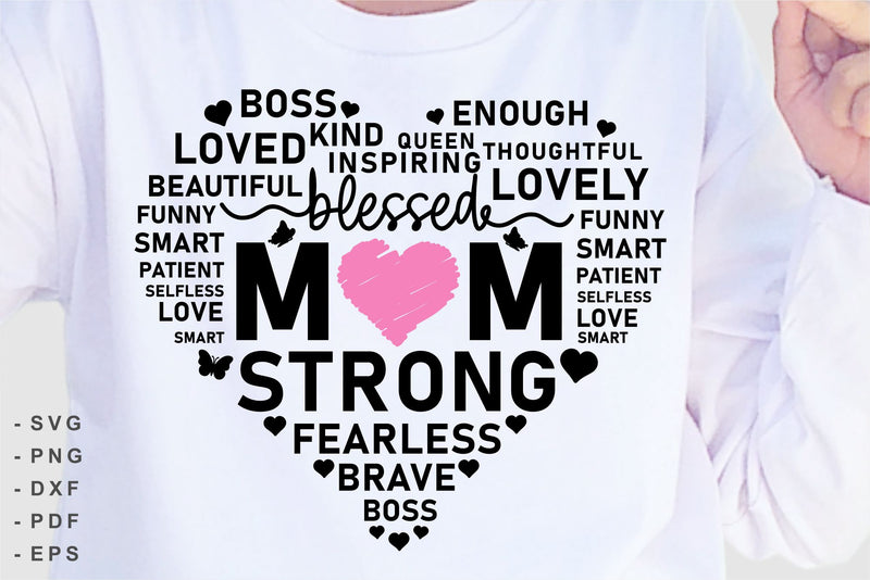 Mom Blessed Boss Strong Queen Kind Loved, Mothers Day SVG, Mom life ...