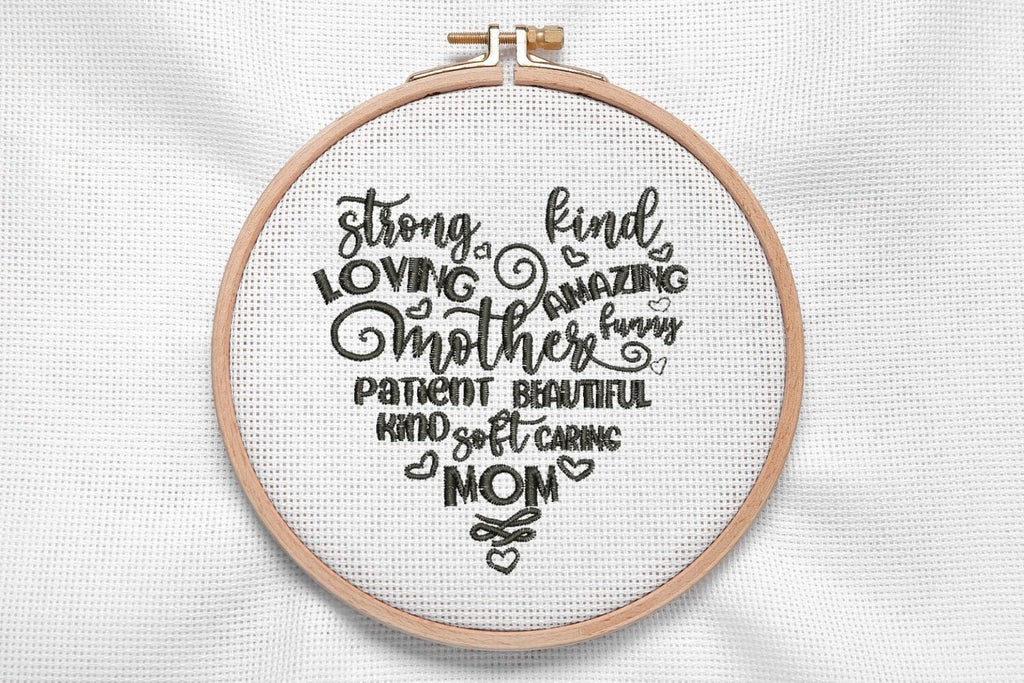 Mom Heart for Machine Embroidery - So Fontsy