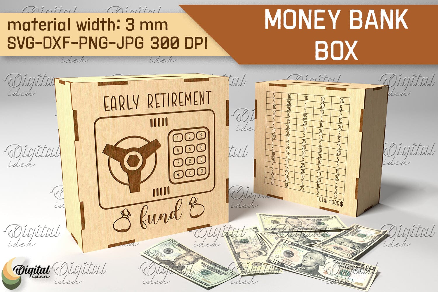 Money Bank Box SVG. Piggy Bank Laser Cut - So Fontsy