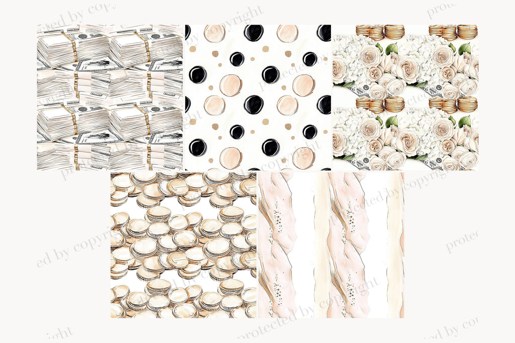 Money Digital Papers | Dollars Seamless Pattern - So Fontsy
