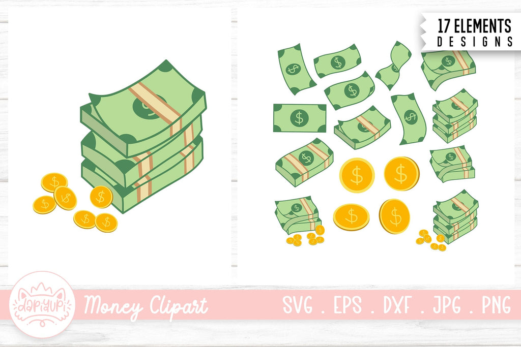 Money Illustration Clipart Bundle - So Fontsy