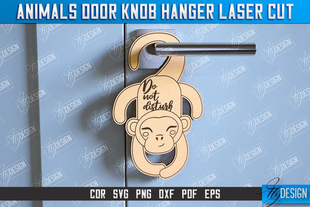 Monkey Door Knob Hanger | Children's Room | Door Sign | Baby Animals ...