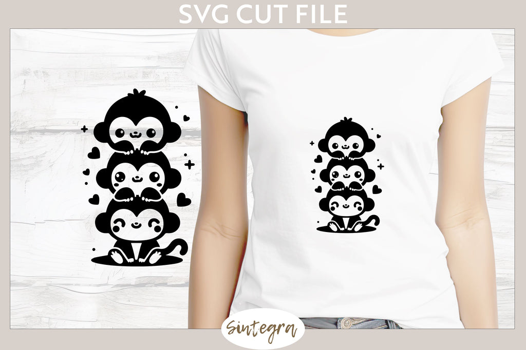 Monkeys Pile v2 SVG Cut File - So Fontsy