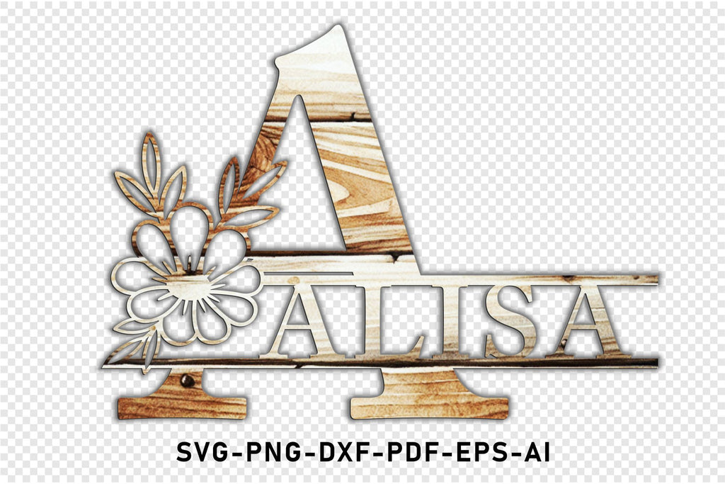 Monogram Flower Split Alphabet Letters Set A-Z SVG Designs Bundle, Floral Monogram Font SVG ...