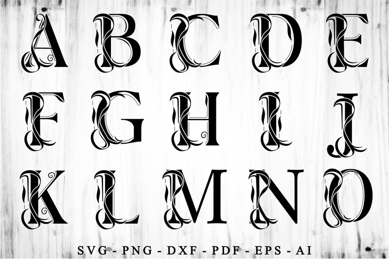 Monogram Letters SVG Files Design, Flower Font SVG Designs, Floral ...