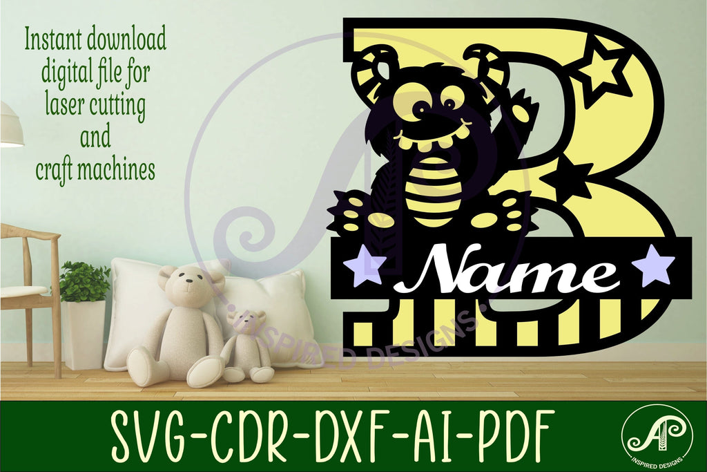 Monster Capital Monogram Letter B SVG - So Fontsy