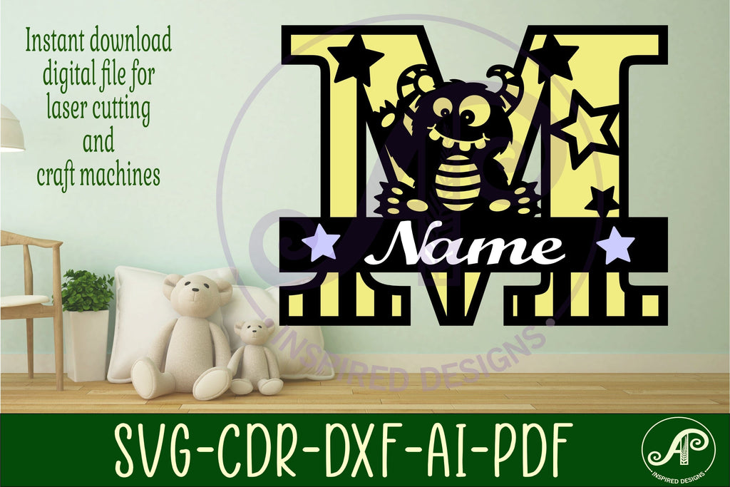 Monster Capital Monogram Letter M SVG - So Fontsy