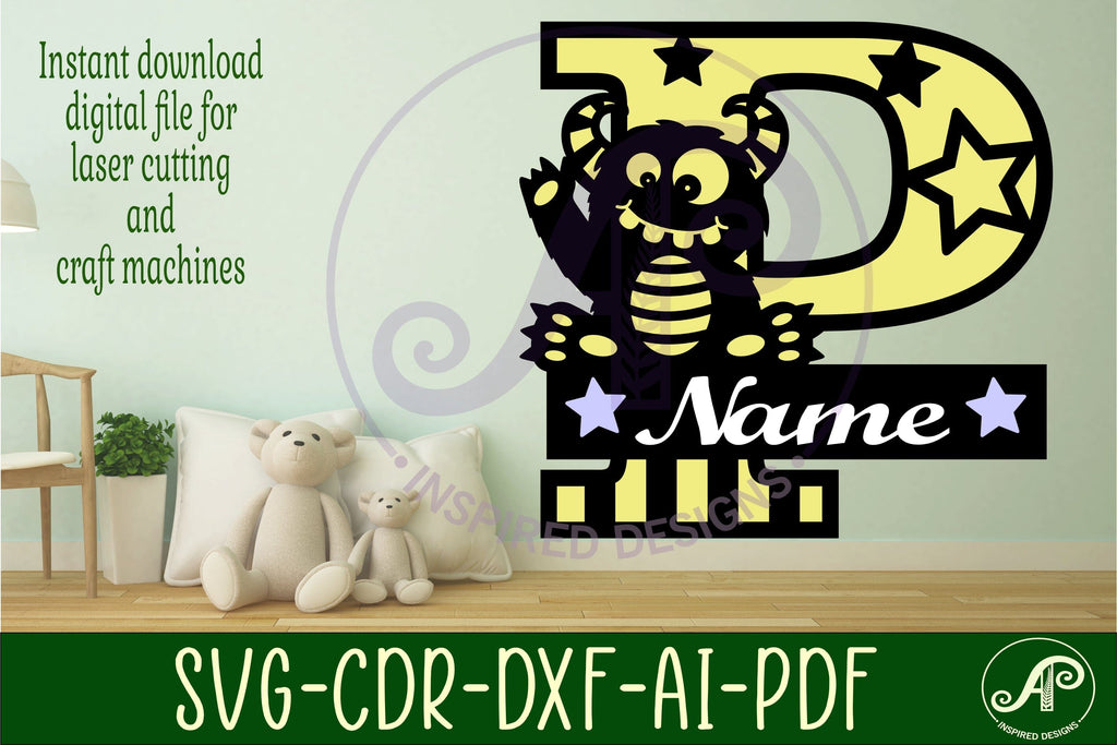 Monster Capital Monogram Letter P SVG - So Fontsy