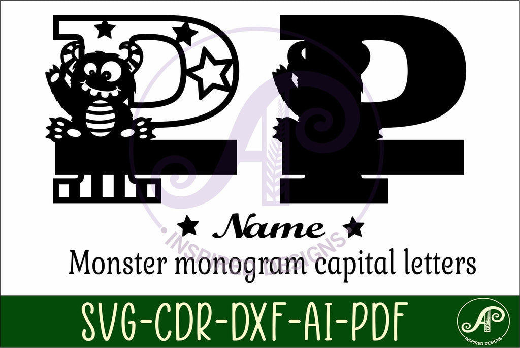Monster Capital Monogram Letter P SVG - So Fontsy