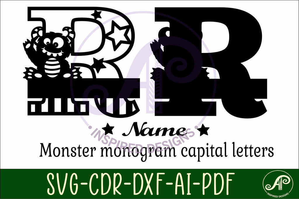 Monster Capital Monogram Letter R SVG - So Fontsy