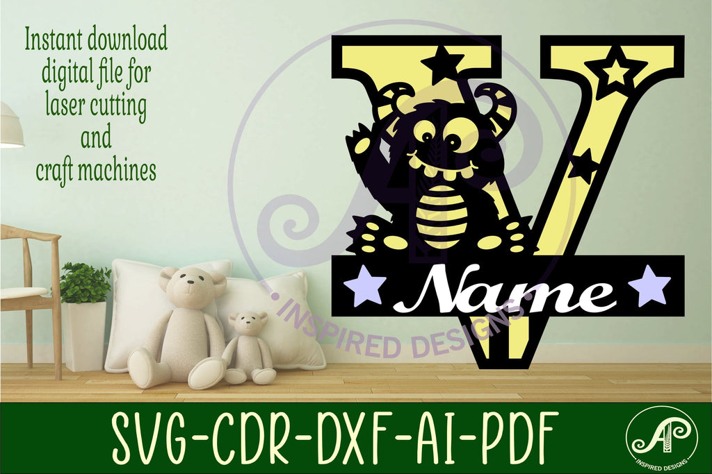 Monster Capital Monogram Letter V SVG - So Fontsy