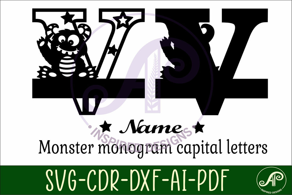 Monster Capital Monogram Letter V SVG - So Fontsy