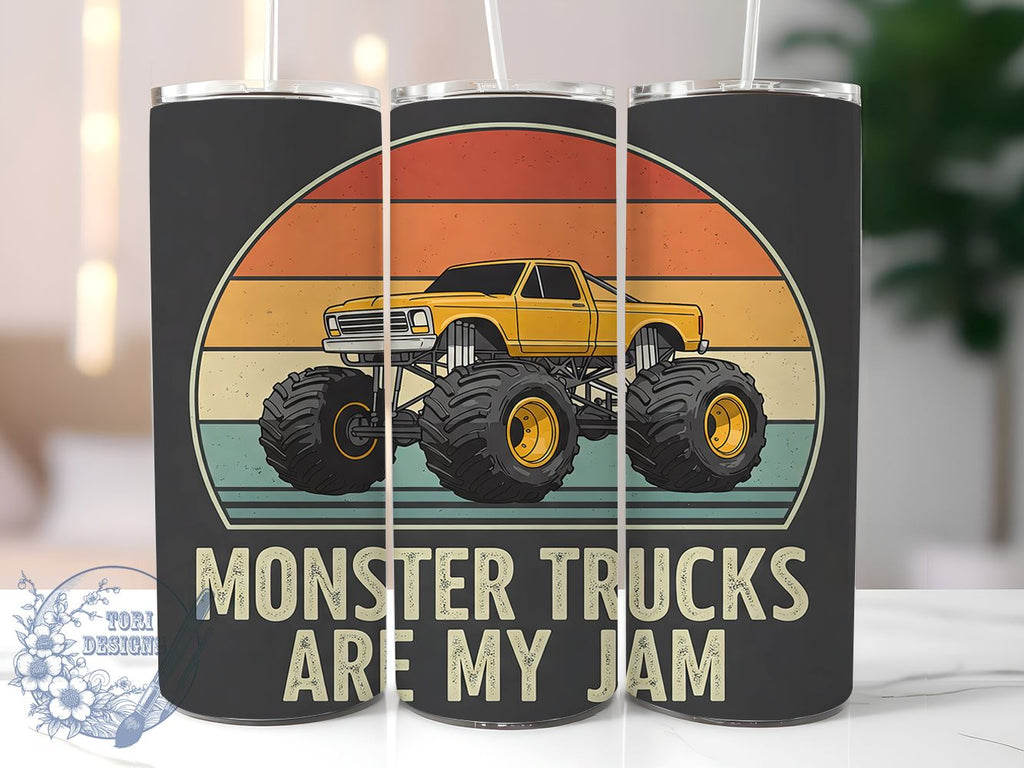 Monster Truck 20oz Tumbler Wrap, Trucks Are My Jam, 20oz Cup Wrap ...