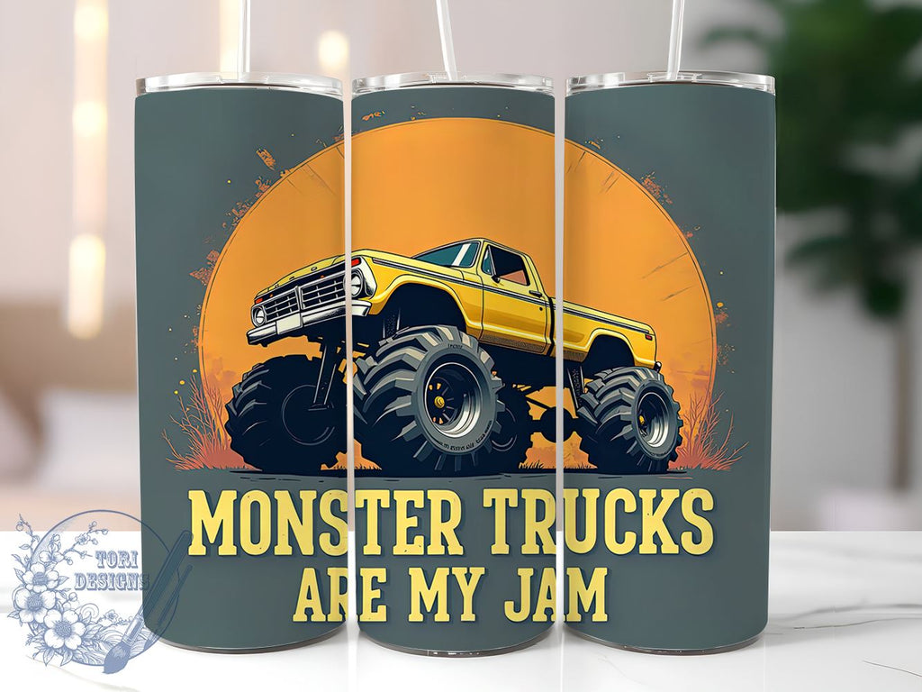 Monster Truck 20oz Tumbler Wrap, Trucks Are My Jam, 20oz Cup Wrap ...