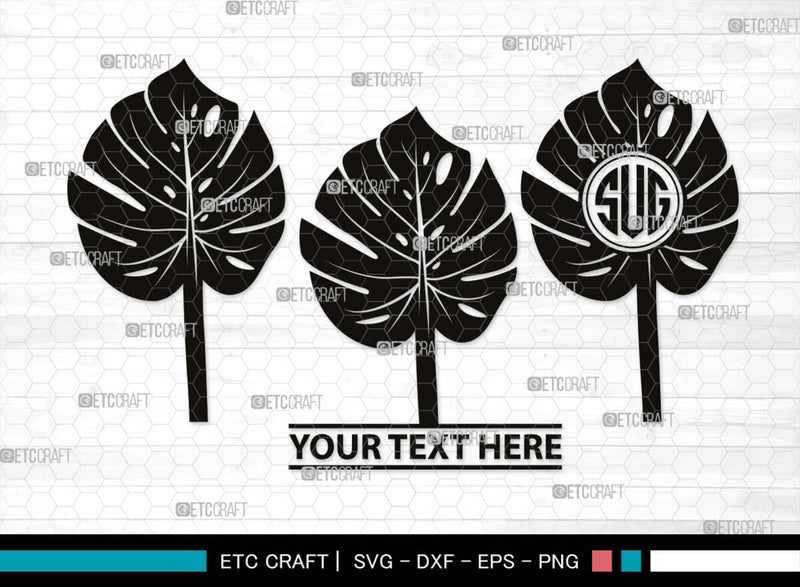 Monstera Monogram, Monstera Silhouette, Monstera SVG, Tropical Leaves ...