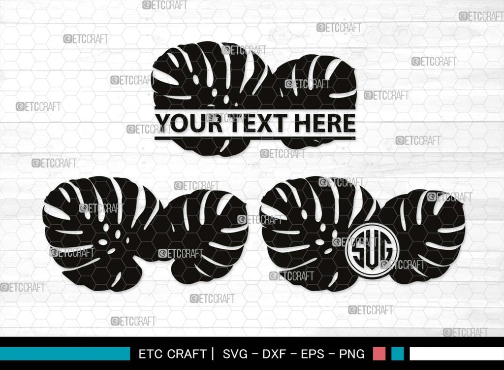 Monstera Monogram, Monstera Silhouette, Monstera SVG, Tropical Leaves ...