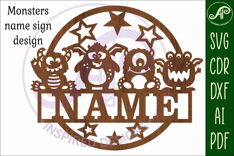 Monsters name sign svg laser - So Fontsy