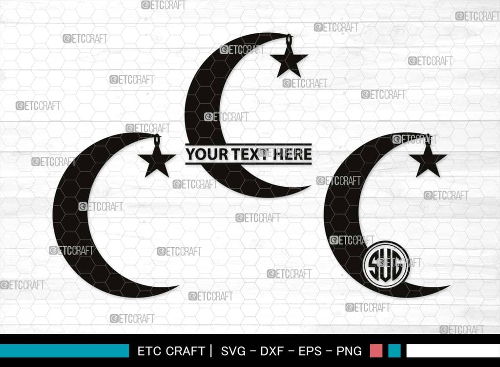 Moon Monogram, Moon Silhouette, Moon SVG, Star Svg, Moon Star Svg ...