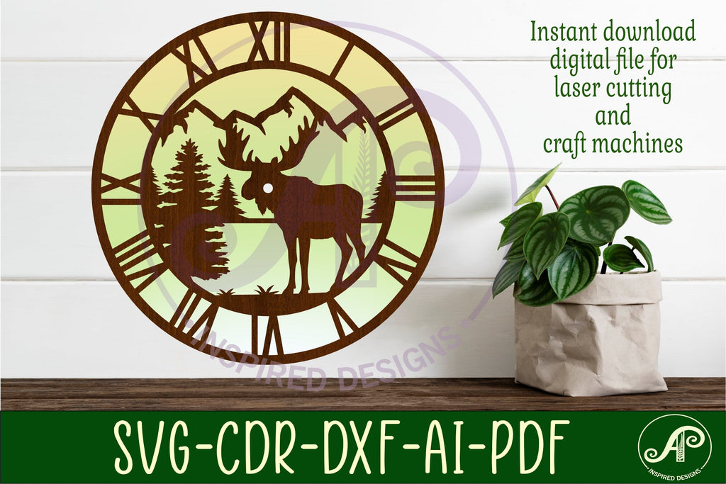 Moose clock wall clock laser cut files - So Fontsy