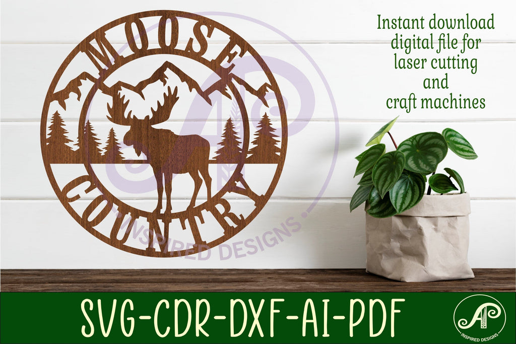Moose country wall art sign, SVG file. vector - So Fontsy