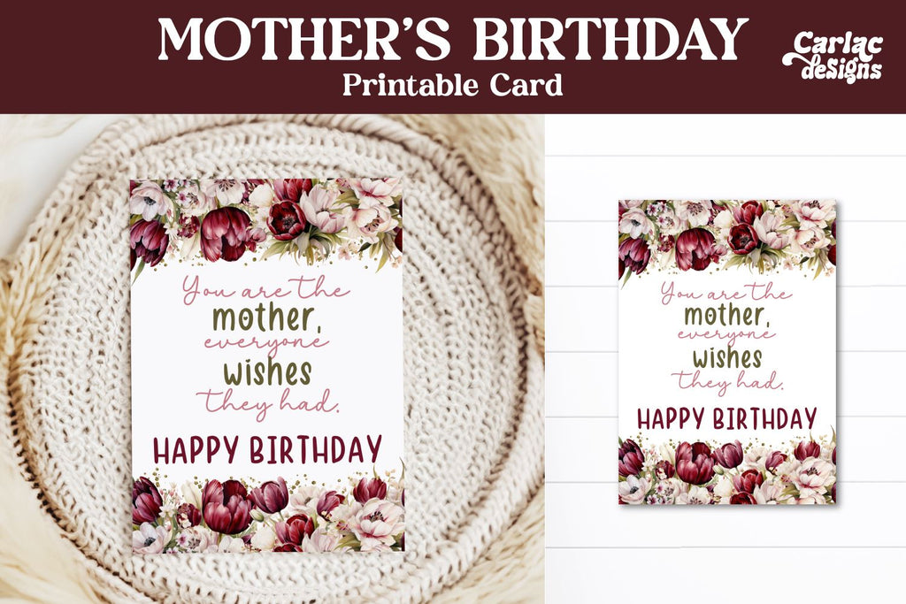 Mother's Birthday Printable Card - So Fontsy