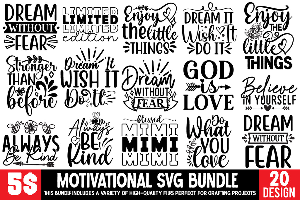 Motivational SVG Qutes Bundle - So Fontsy