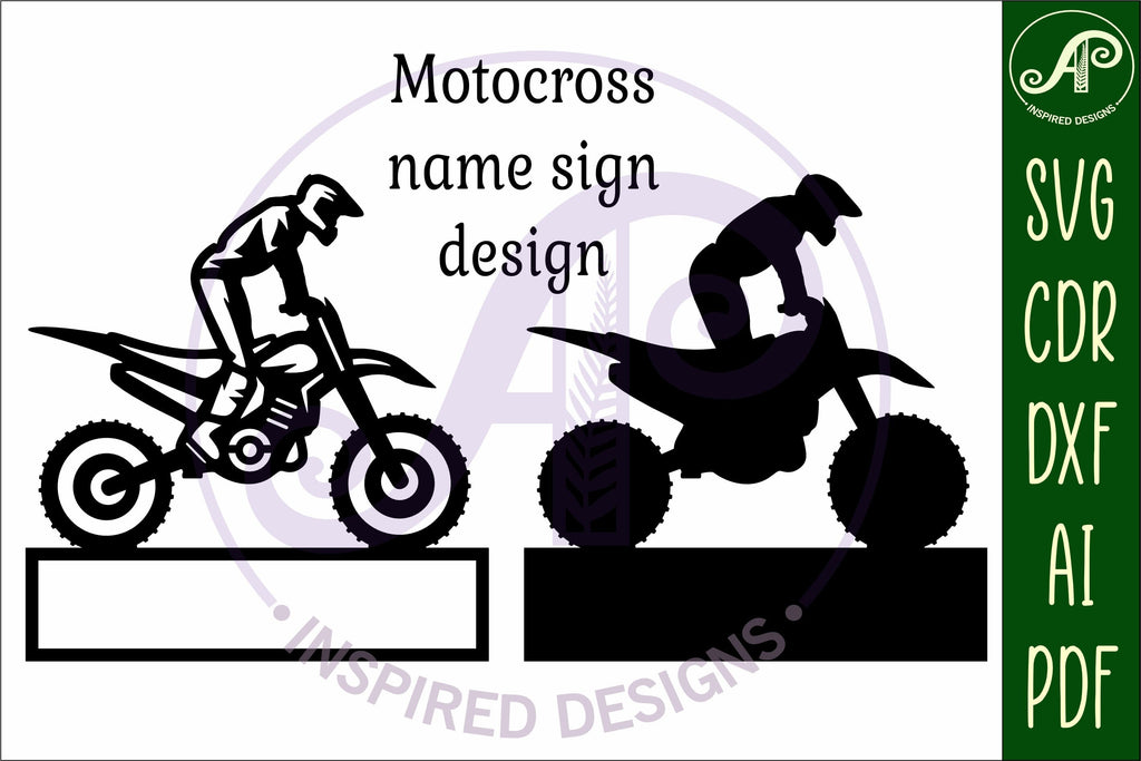Motocross design name sign svg laser cut template - So Fontsy