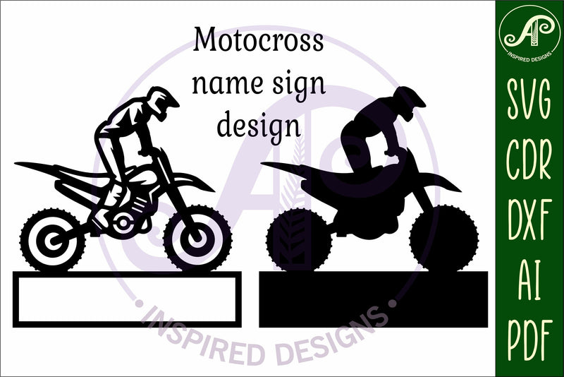Motocross design name sign svg laser cut template - So Fontsy
