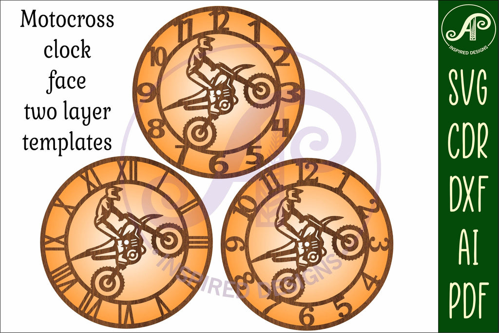 Motocross wall clock laser cut files, SVG file - So Fontsy